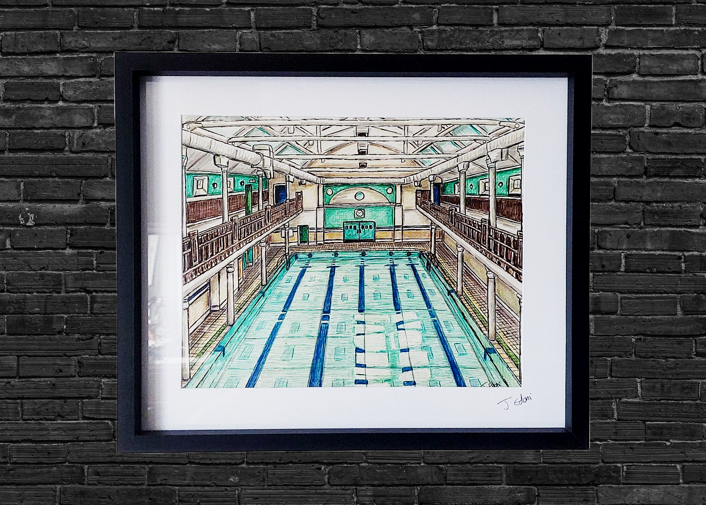 Portobello Swimming Baths Artwork – Hand-Drawn Historic Edinburgh ...